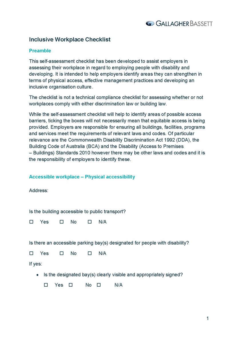 Inclusive Workplace Checklist